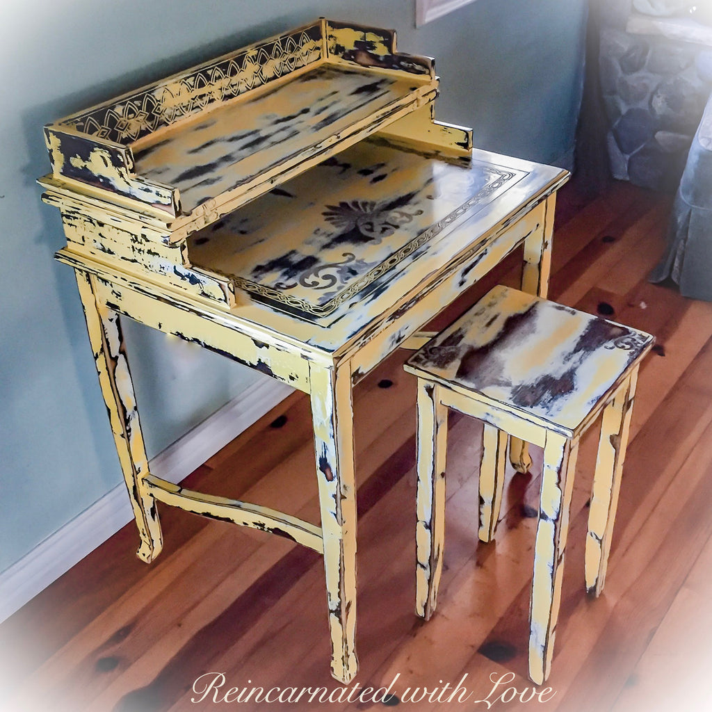 Yellow Farmhouse Desk ~ painted furniture | Reincarnated with Love ...